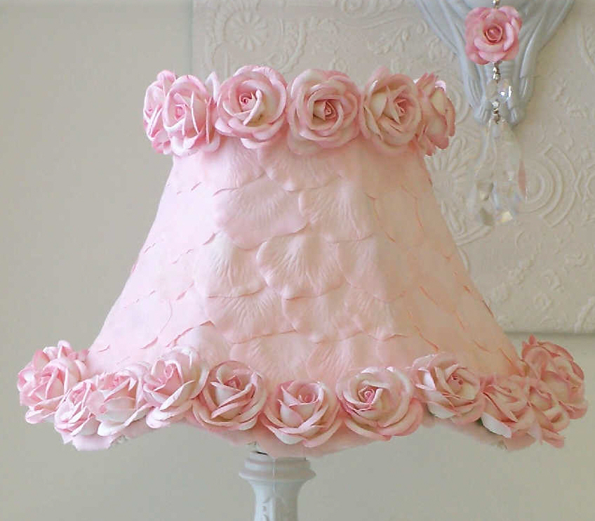Lamp Shade with Pink Petals & Roses by A Vintage Light